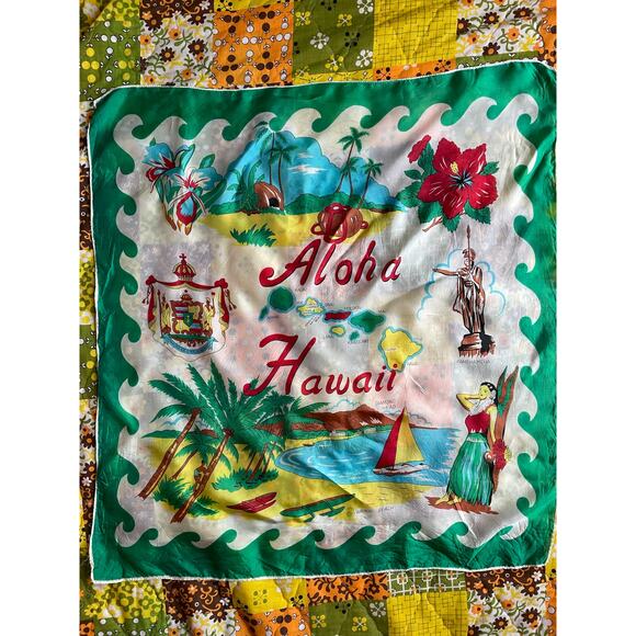 Vintage | Accessories | Vintage Aloha Hawaii Hula Girl Beach Silky ...